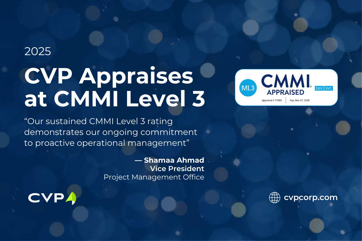 CVP Appraises at CMMI Level 3 for Development and Services | CVP